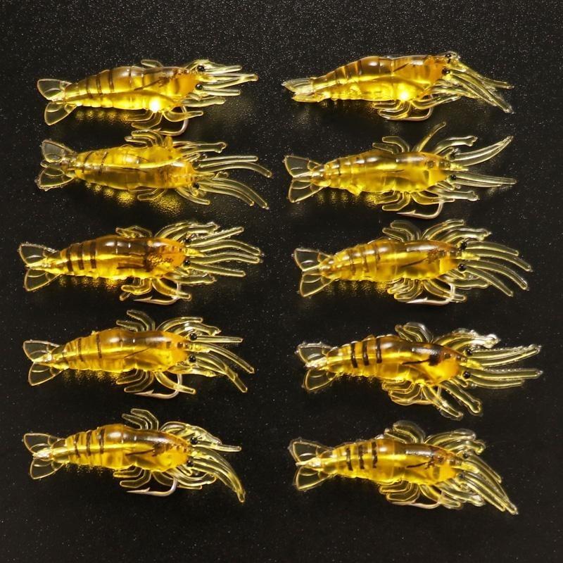 10PCS Lure Grass Shrimp Luminous Biomimetic Shrimp Bait 4cm Artificial ...