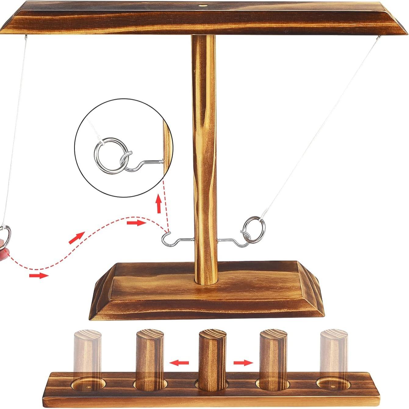 1 Box Wooden Ring Toss Game Set, Hook and Ring Game for Party and Bar ...
