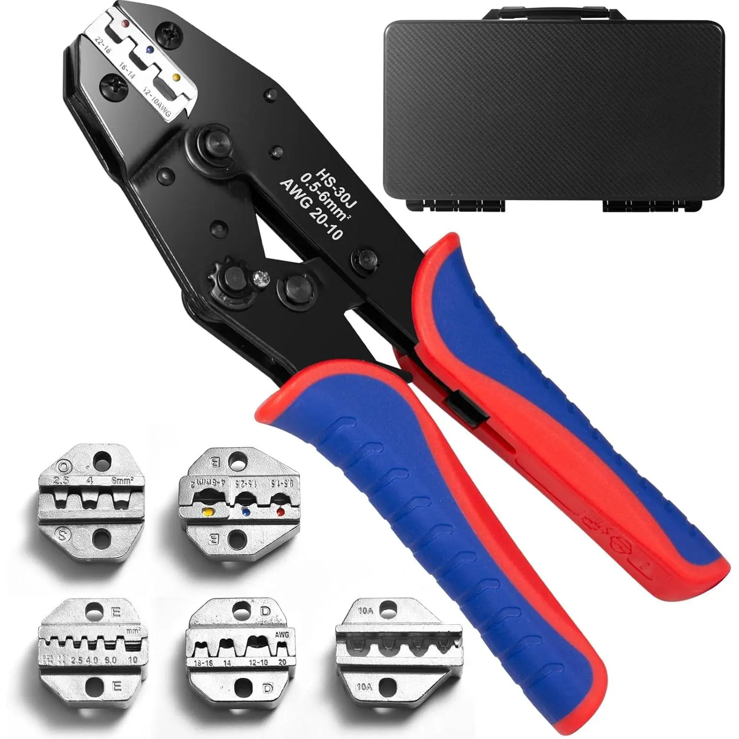 6PCS Crimping Tool Set, Ratchet Wire Crimper Tool For Heat Shrink ...