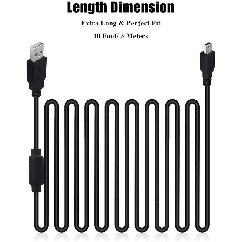 2 Pack 10ft PS3 Controller Charger - Fast Mini USB Data Cord for PS ...