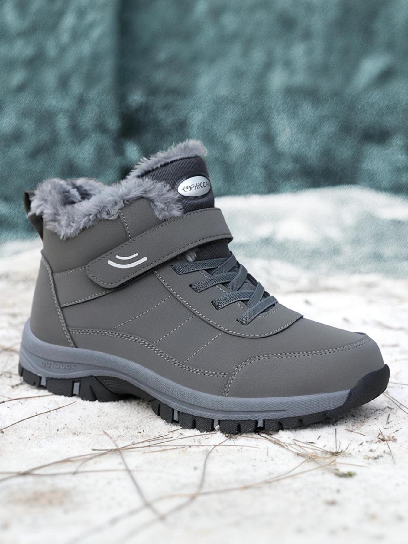 Men's Fashion Snow Boots, Fleece Lined Warm Shoes, High Top Winter ...