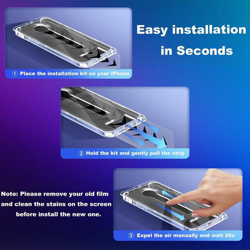 2-Pack Screen Protector for 16 Pro Max (6.9"), Anti-spy with Easy ...