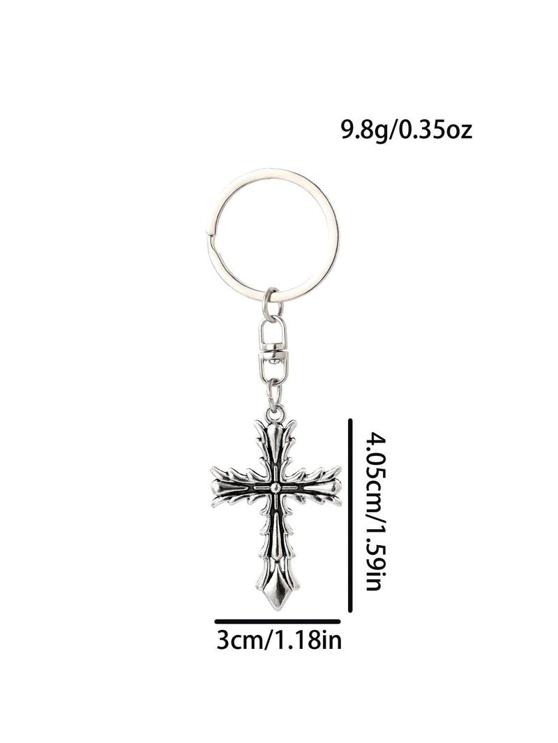 1 Piece Fashion Cross Design Embossed Metal Keychain For Men & Women ...