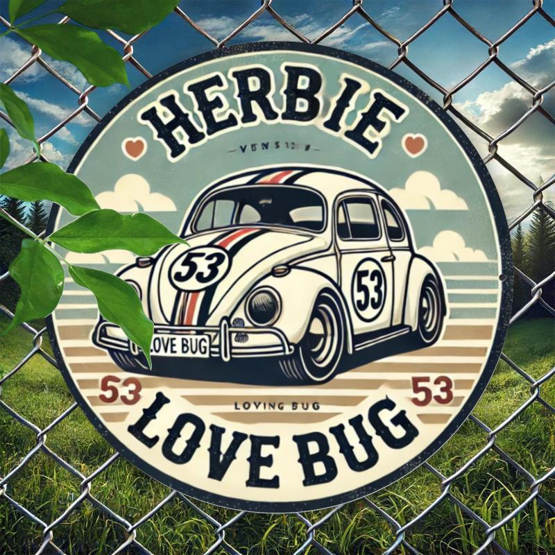 1 Piece Herbie's Love Bug Retro Car Design - 8x8 Inch Round Waterproof ...