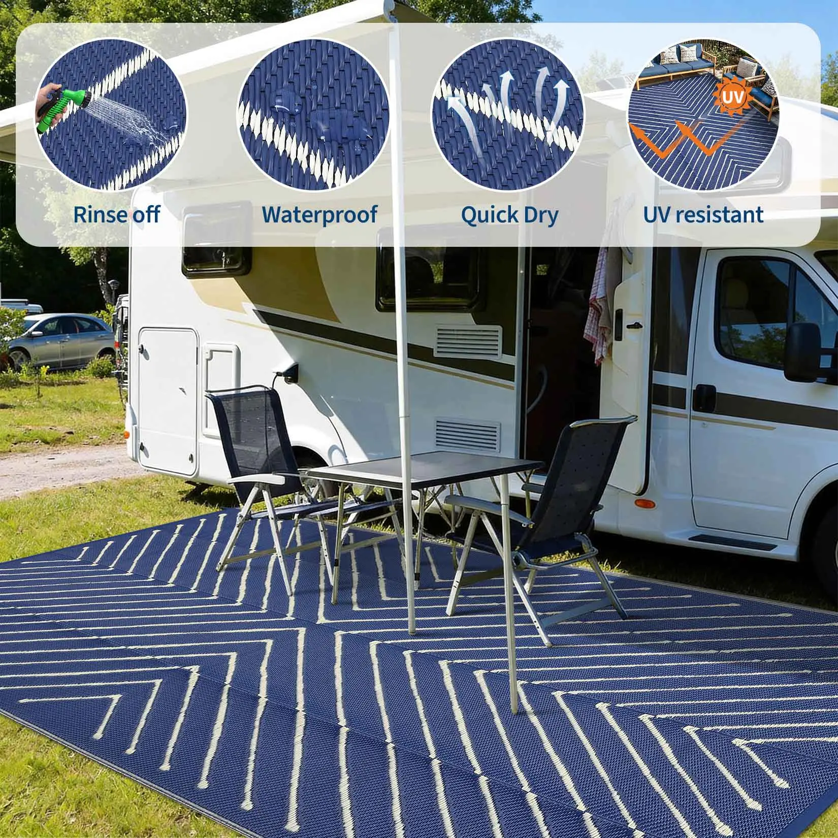 Garvee Modern Geometric Outdoor Rug Waterproof And UV Resistant Patio ...