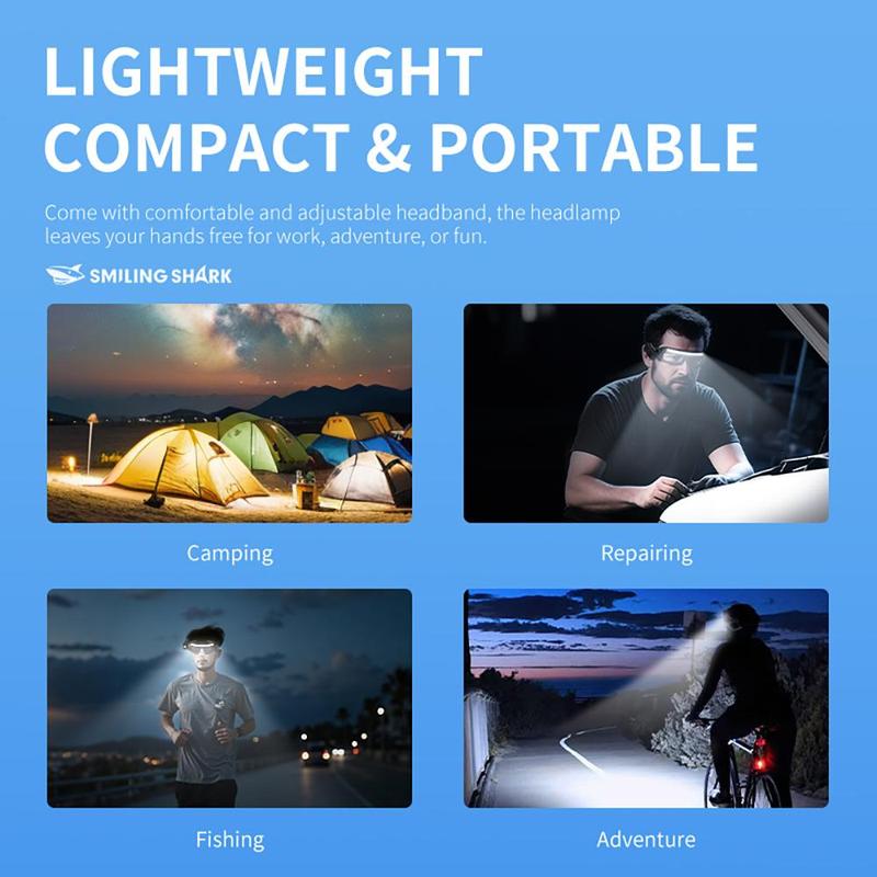 【TD-0243】 SmilingShark LED COB Headlight Glasses USB Rechargeable Multi ...