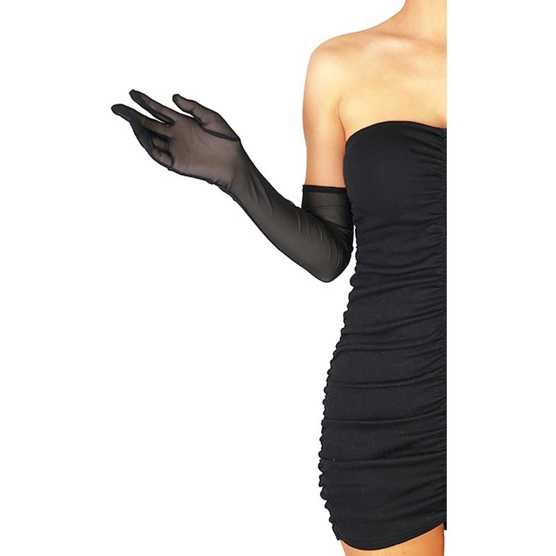 Women's 1920s Sexy Long Sheer Gloves Stretchy Mesh Tulle Gloves Opera ...
