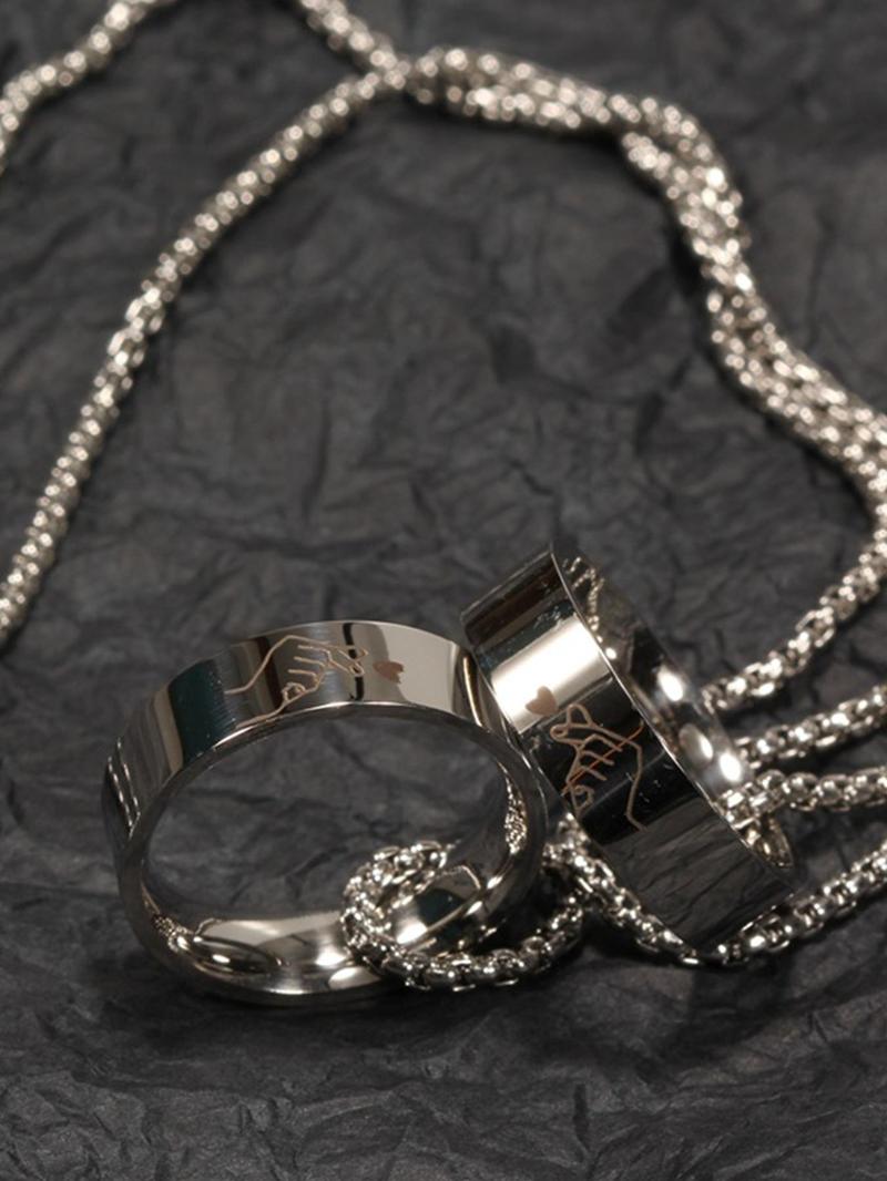 Couple Ring & Necklace with Gift Box, Stainless Steel Jewelry for Party ...