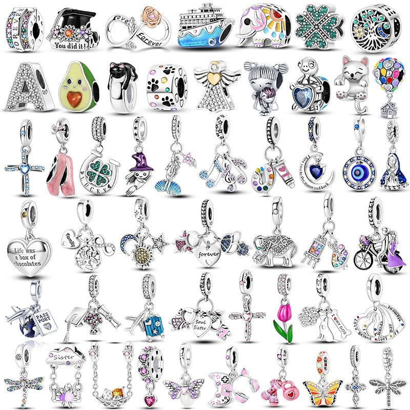 925 Sterling Silver Butterfly Dragonfly Charms Heart Cat Beads For ...