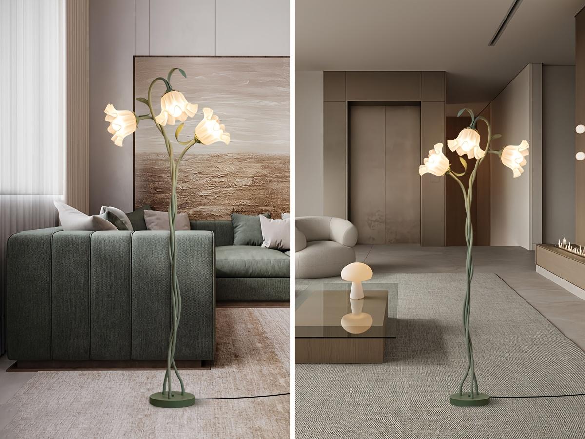 Modern Art Flower Floor Lamp, Flexible Arm Creative DIY Shape 3-Color ...