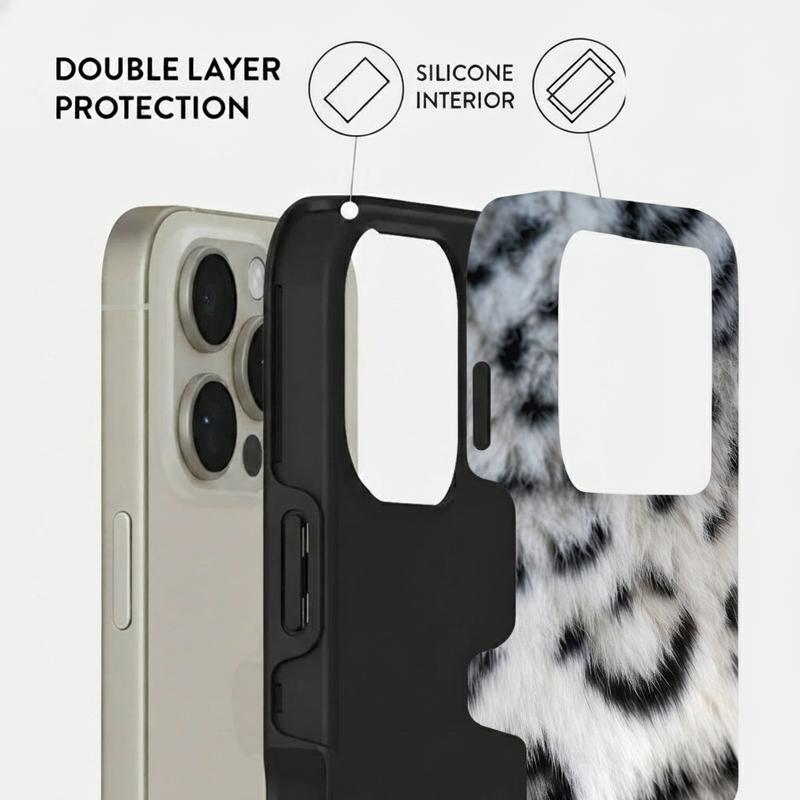 Cute Snow Leopard Phone Case for Girls Pink Shockproof Protective Cover ...