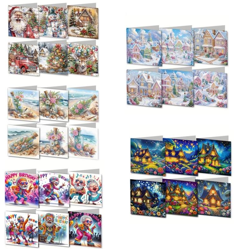 Diamond Art Colorful Painting Greeting Cards Kit, 6 Counts/set DIY ...