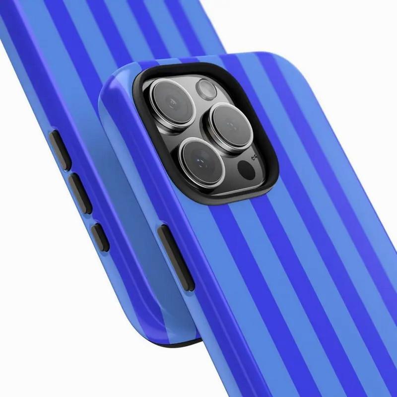Blue striped pattern phone case, minimalist style, compatible with ...