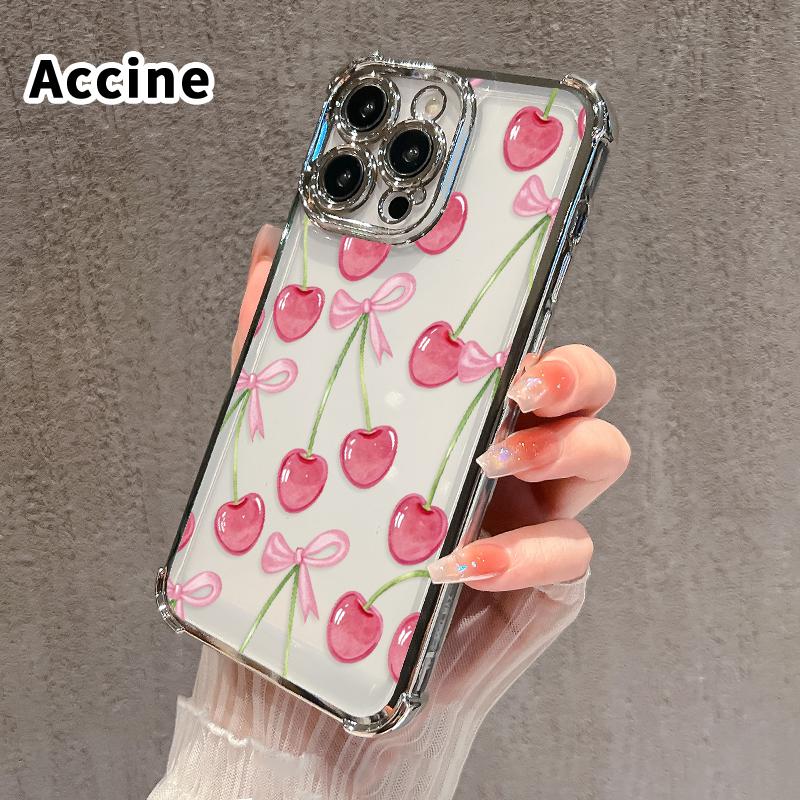 Four Corner Anti-Fall Cherry Bows Pattern Phone Case for iPhone 17 16 ...
