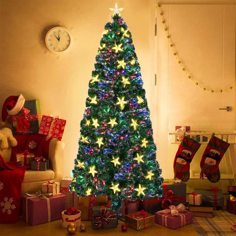 6ft Color Changing Fiber Optic Christmas Tree - Pre-lit LED Tree with ...