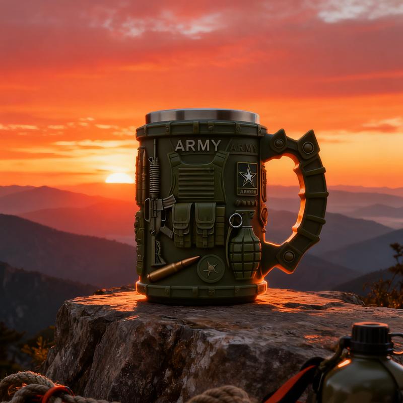 Military-themed 3D Grenade Bulletproof Vest Resin Stainless Steel Mug ...