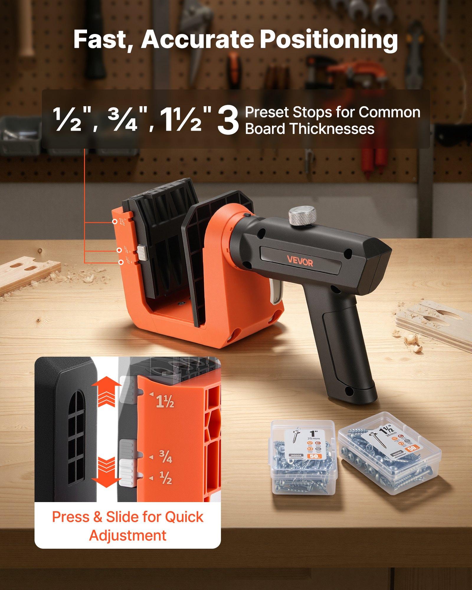 VEVOR Adjustable Size Pocket Hole Jig Kit for Woodworking, Equipped ...