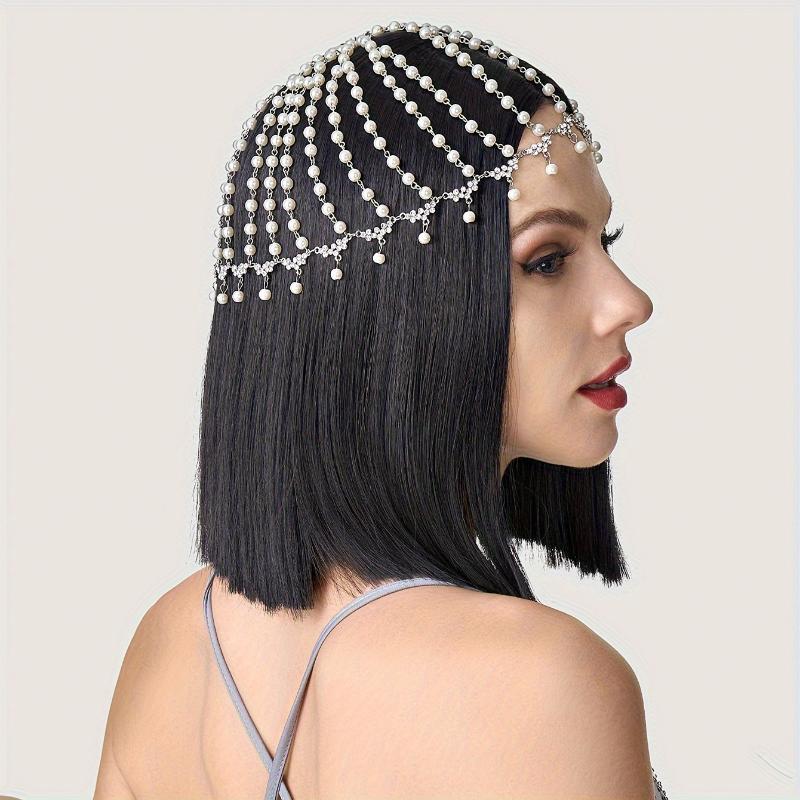 1920s Crystal Cap Headpiece Rhinestone Head Chain Roaring 20s Great ...