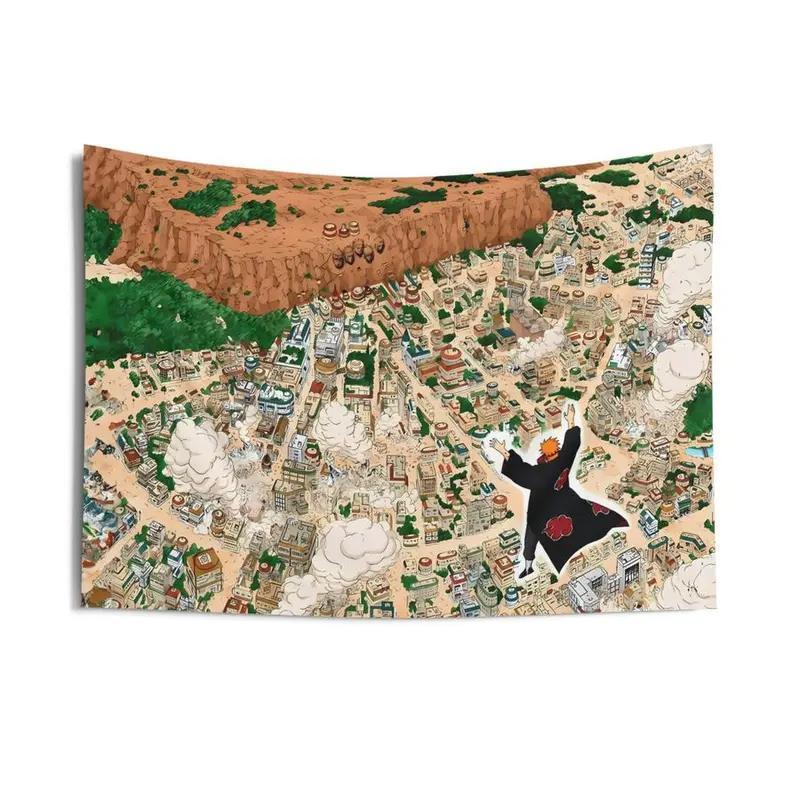 N4rut0 Konoha Village Attack Wall Tapestry Pain vs Konoha Anime Wall ...