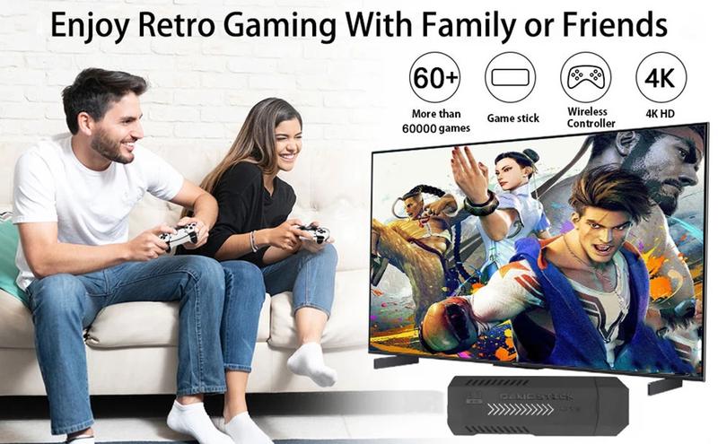 X2 Plus Game Stick 4K HD Retro Gaming Console 256G 60000+ Games with 2 ...
