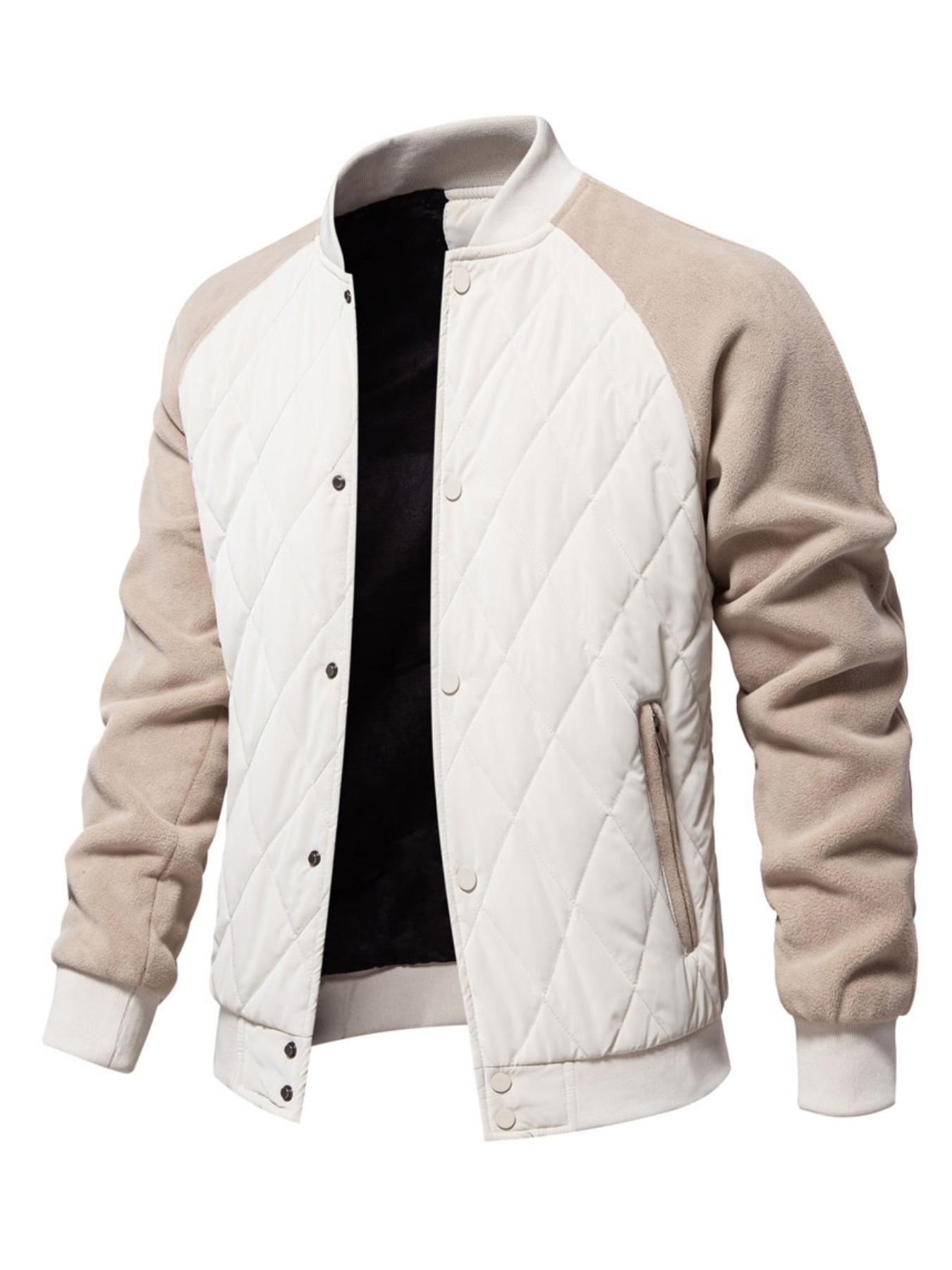 Men's Solid Raglan Sleeve Button Front Thick Jacket, Regular Fit Casual ...