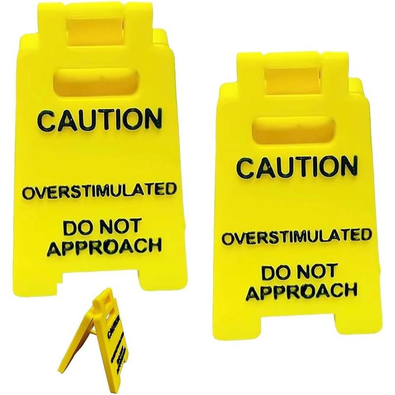 Caution Overstimulated Desk Sign, Printed Funny Mini Office Signs Do ...