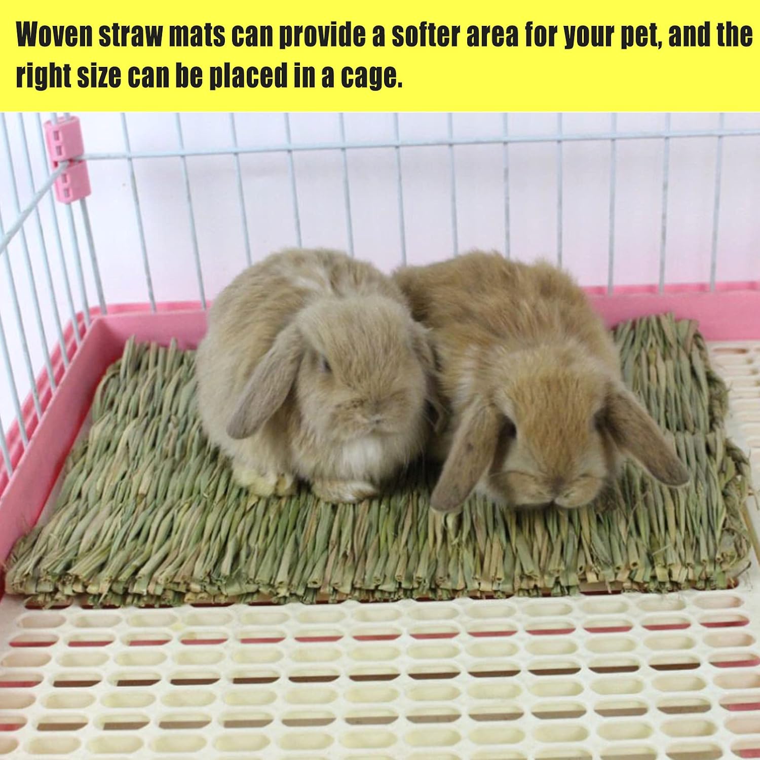 20 Pack Bunny Grass Mat Woven Bed Mat Straw Hay Mats Handmade Bedding ...