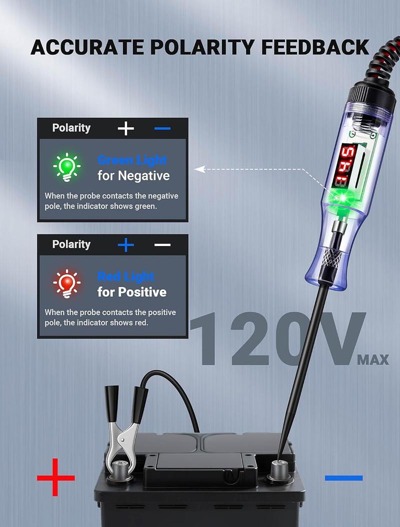 5-120V Digital Automotive Test Light with LED Display, Automotive ...