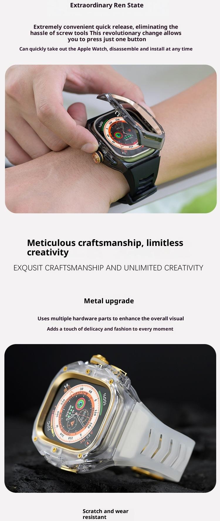 Premium Apple Watch Modification Kit - Quick-Release Fluororubber Band ...