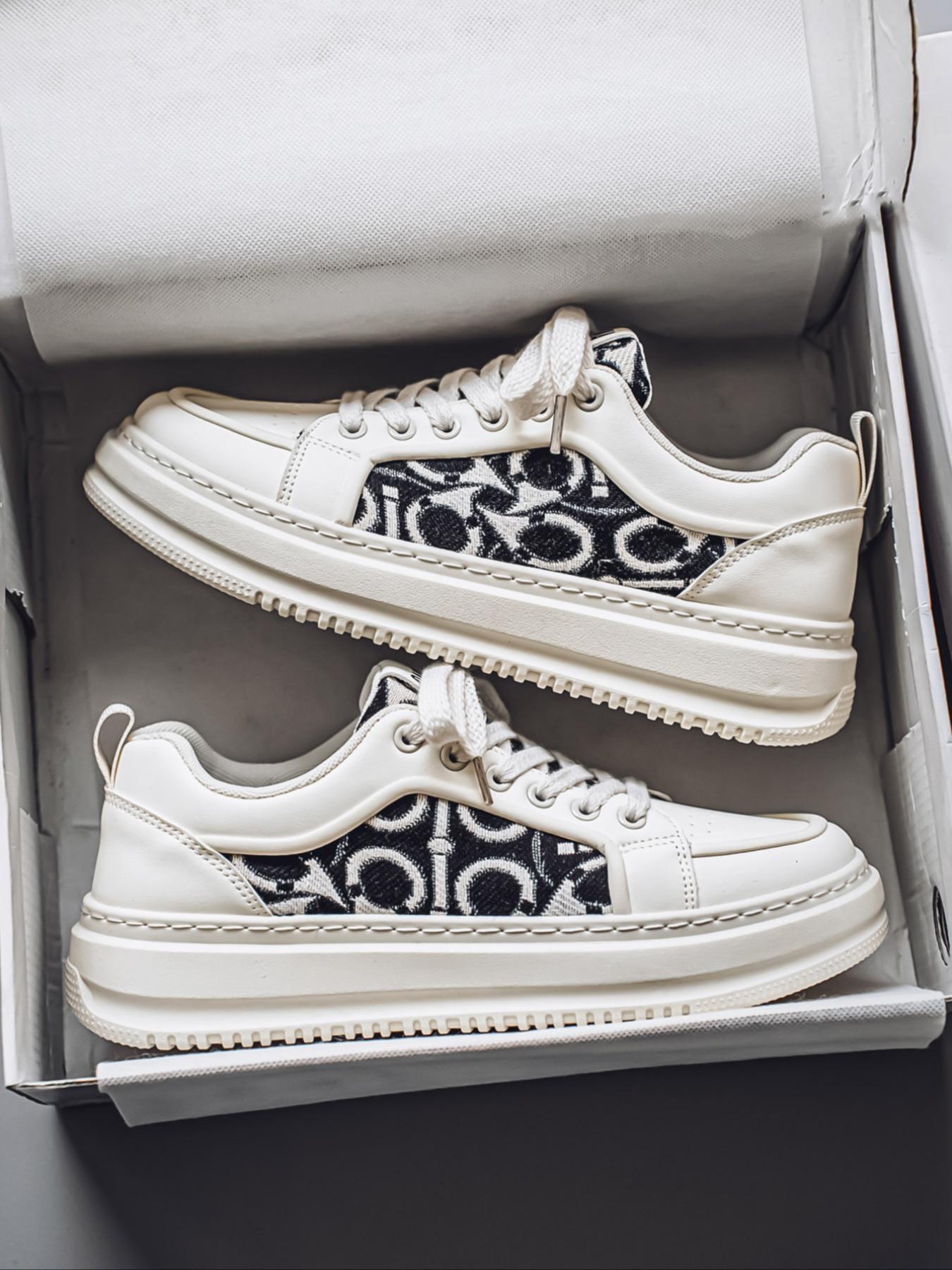 Men's Fashionable Lace Up Low Top Sneakers, Minimalist Fashion Trainers ...