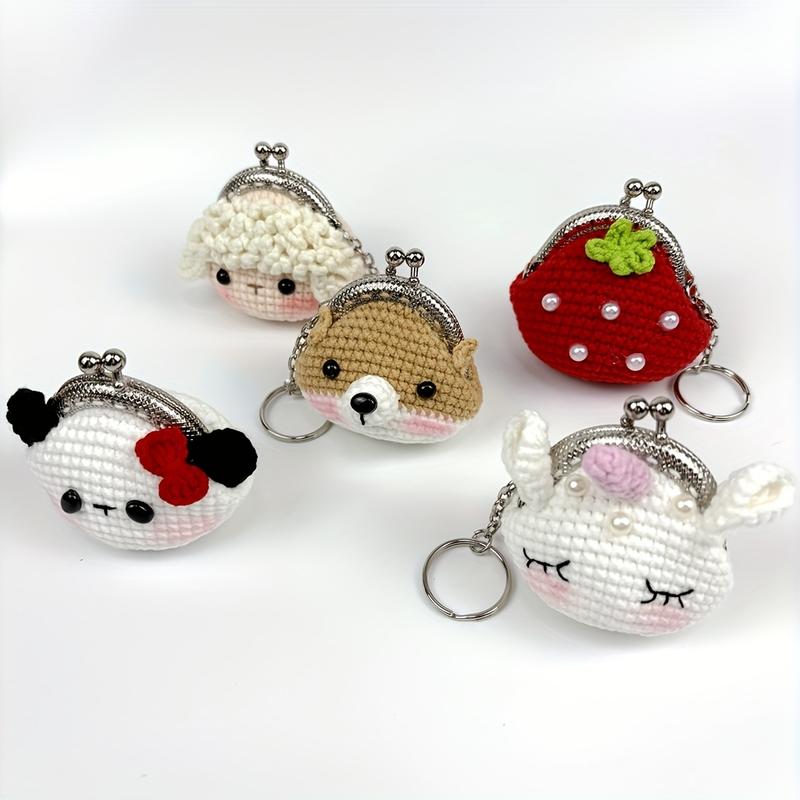 Adorable Crocheted Mini Animal Coin Pouches with Keychain - Cute Bunny ...