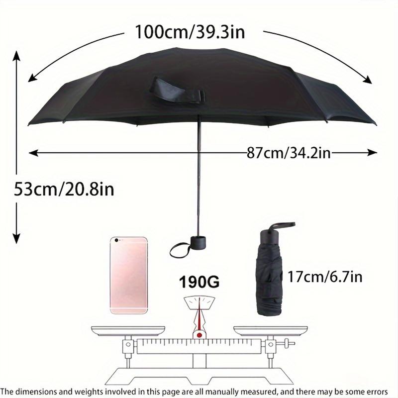 Portable Folding Umbrella, 1 Count Manual 6 Rib Mini Umbrella, Sun ...