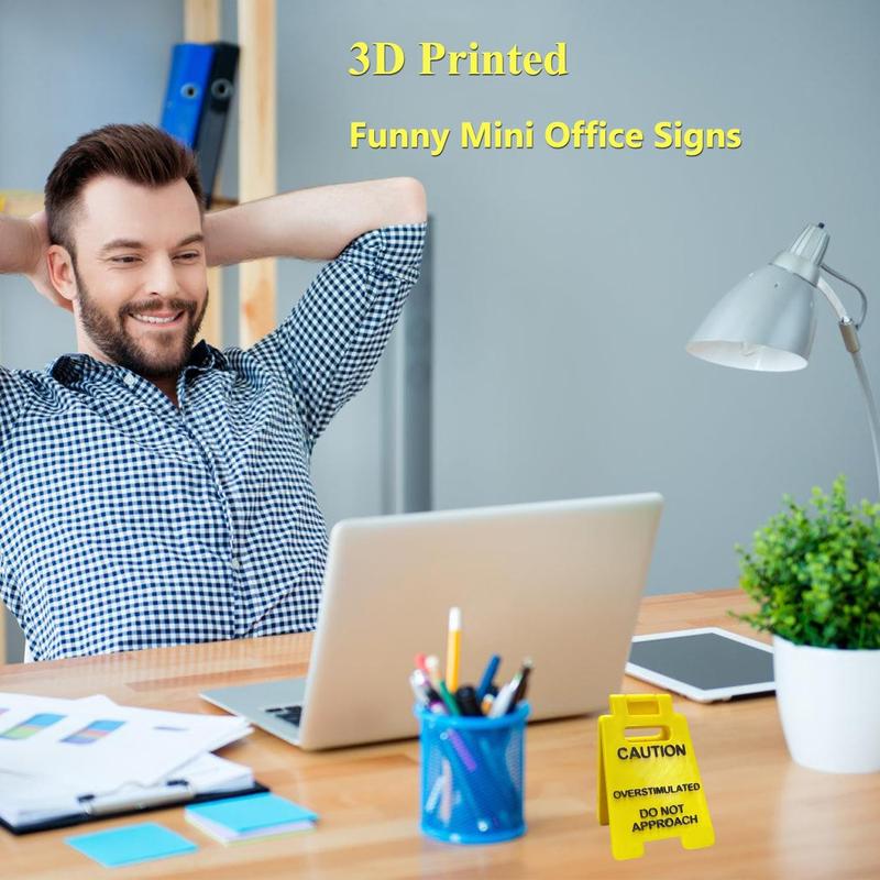 Caution Overstimulated Desk Sign, Printed Funny Mini Office Signs Do ...
