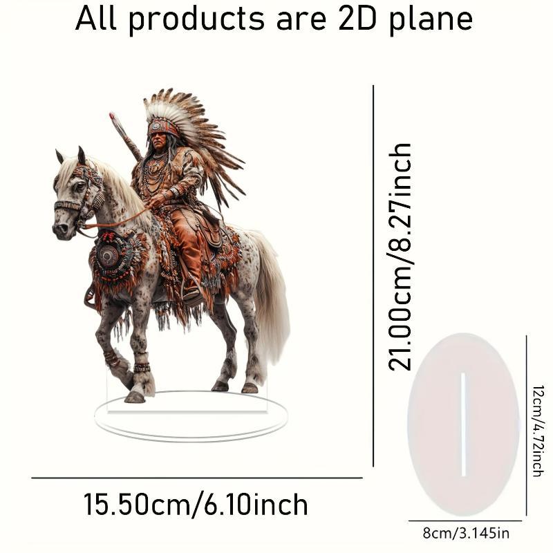 1pc, Bohemian Style Native American Chief 2D Acrylic Statue, Home Decor ...