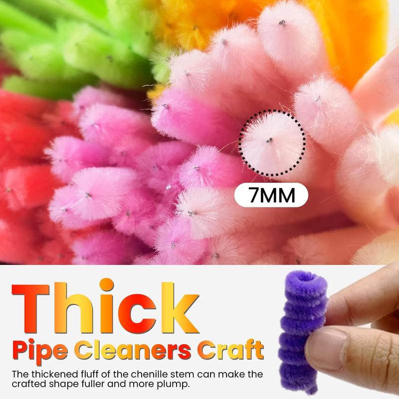 1000 count Pipe Cleaners Craft 20 Colors Bulk DIY Art Supplies for ...