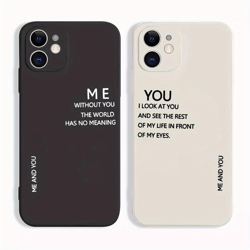Phone case with couple pattern and English letters, suitable for iPhone ...