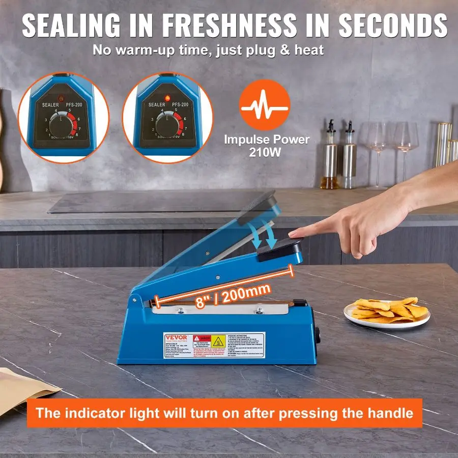 VEVOR Impulse Sealer 12 inch, Manual Heat Seal Machine with Adjustable ...