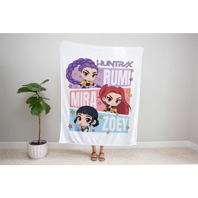Huntrix Blanket, Kpop Demon Hunter Blanket, Huntrix Rumi, Mira, Zoey ...