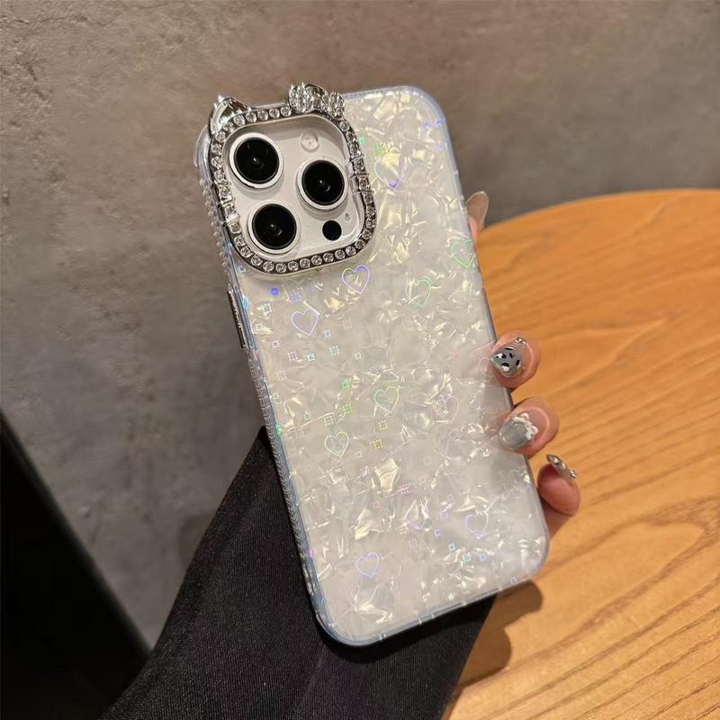Laser Heart Shell Pattern Compatible with iPhone 17 Case Sparkling ...