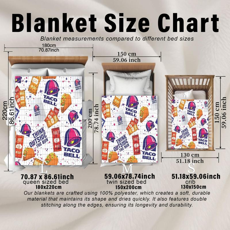 Taco Bell Themed Pattern Blanket, Multi-use Throw Blanket, Soft Blanket ...