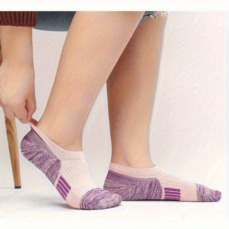 6 Pairs/bag Women's Seamless Sports Socks, Shock-absorbing Low Cut ...