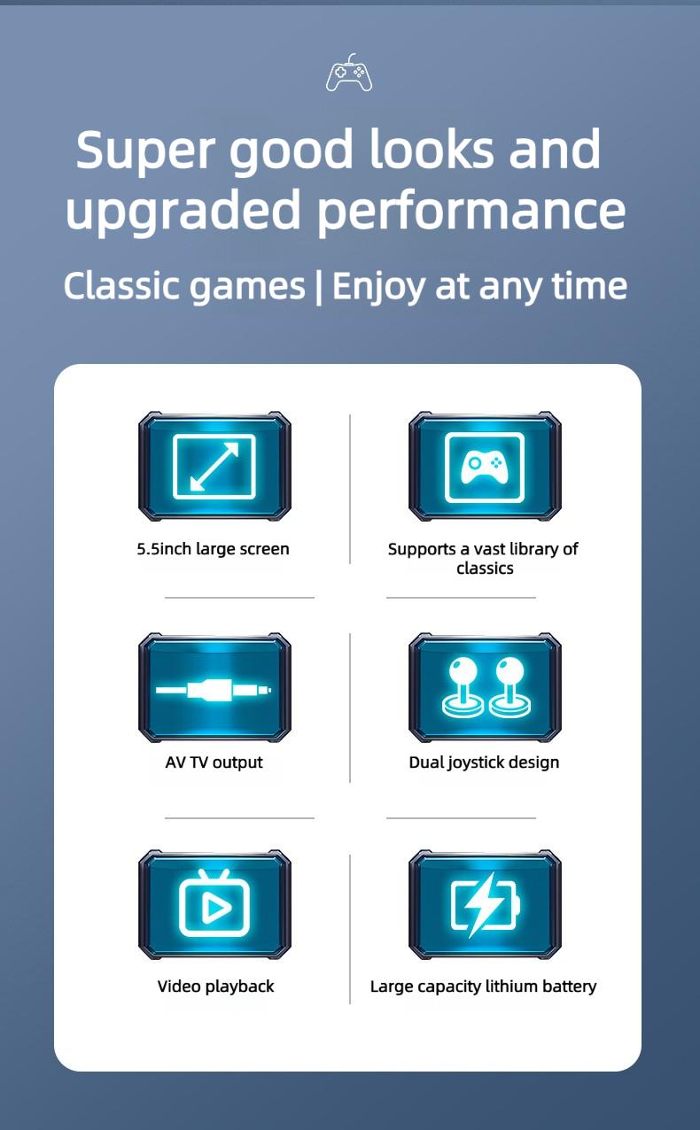 X9 5.5-inch Portable Retro Game Console with 4000+ Classic Games & 10 ...