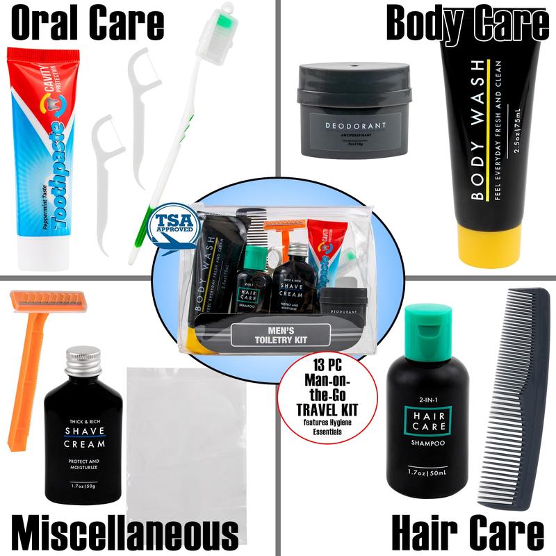 Men's Travel Toiletry Bag With Supplies 13 Piece Size Tsa Compliant ...