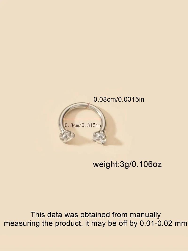 Zircon Decor Nose Ring, Punk Style Nose Ring, Stainless Steel Piercing ...