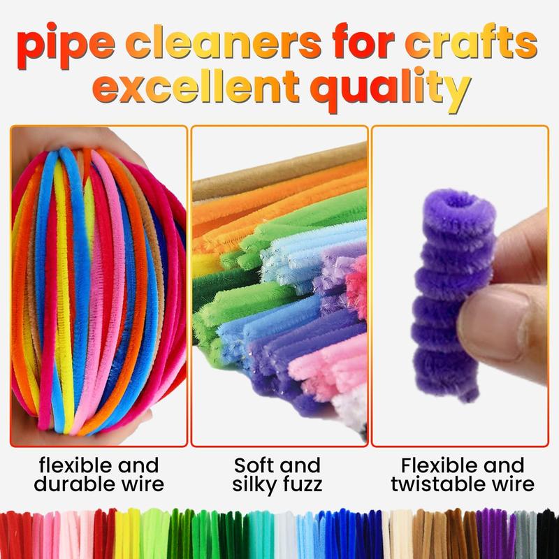 1000 count Pipe Cleaners Craft 20 Colors Bulk DIY Art Supplies for ...