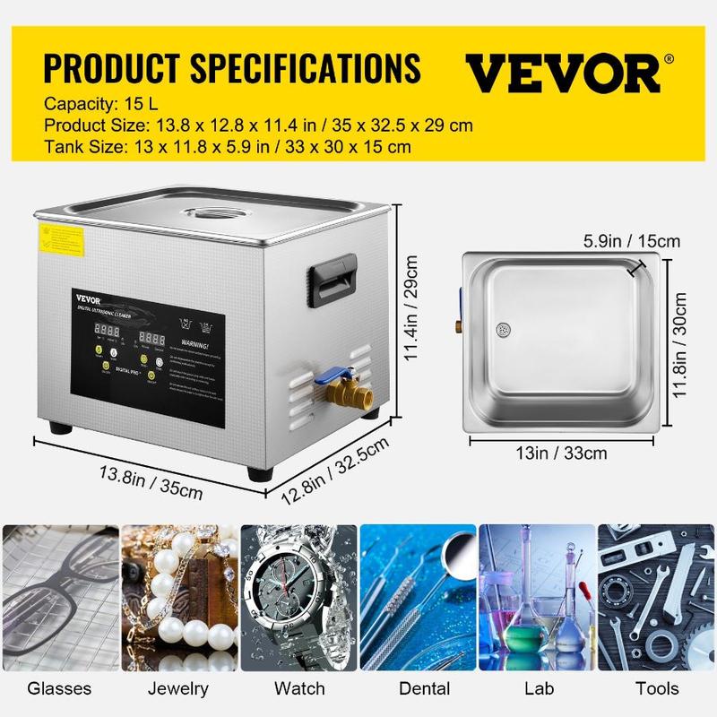VEVOR 10L Ultrasonic Gun Cleaner, 300W Professional Ultra Sonic ...