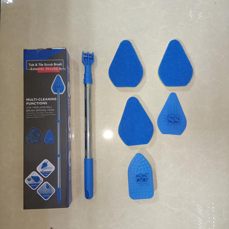 2-In-1 Extendable Shower Brush Set, Long Handle Bath & Tile Floor ...
