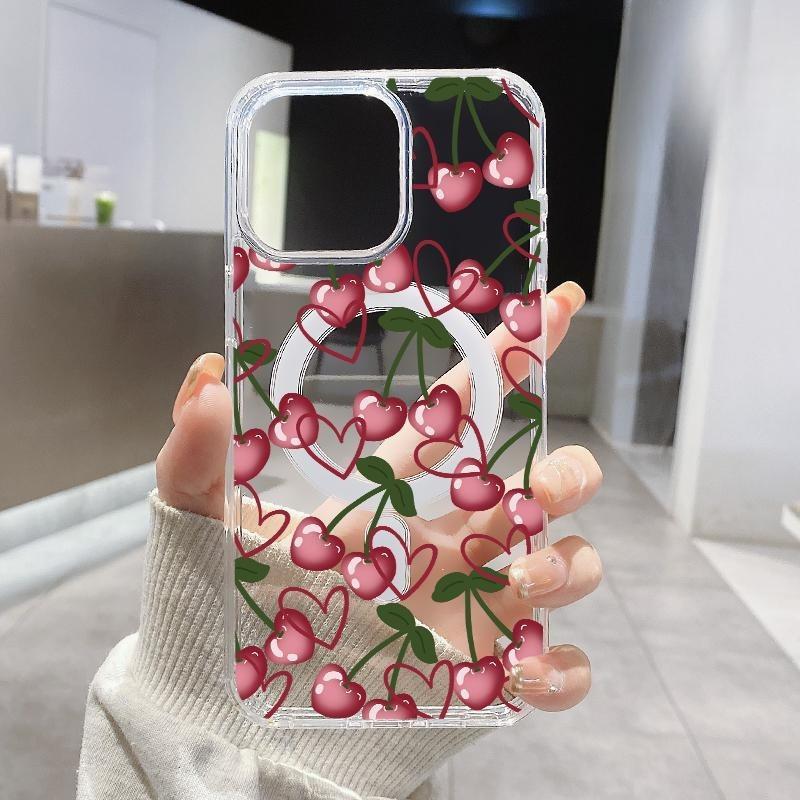 Heart of Cherries Pattern Magnetic Phone Case for iPhone 17 Pro Max ...
