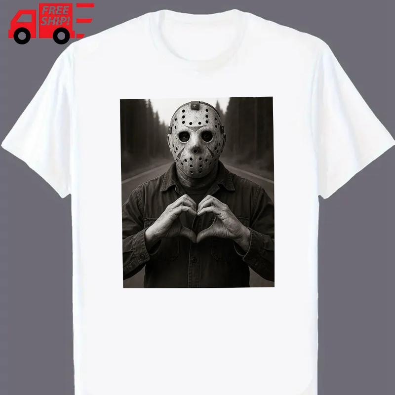 Funny Jason Horror Character Selfie Halloween Meme Tee, Jason Heart ...