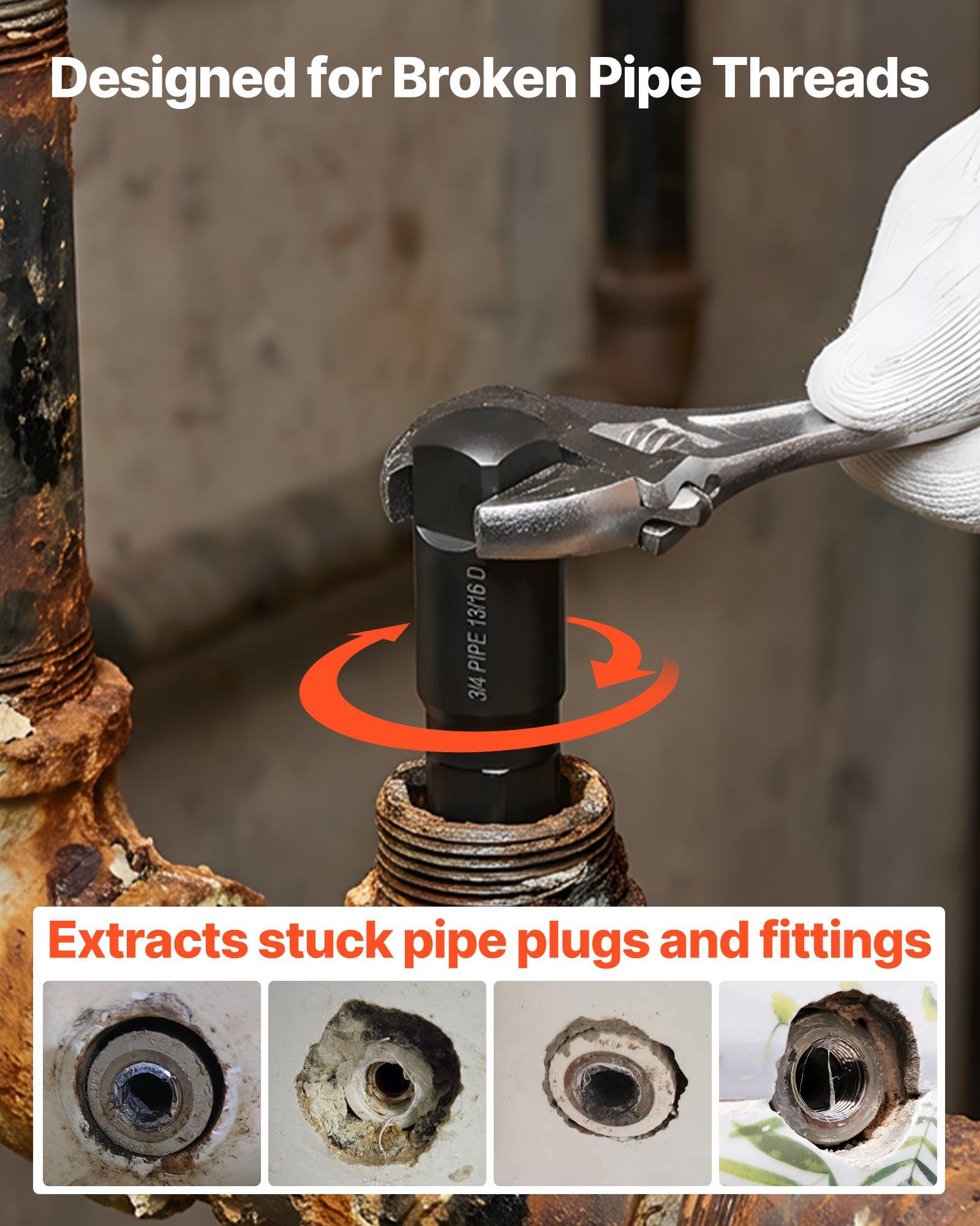 VEVOR Pipe Extractor Set, 9 Pieces Heavy Duty Steel Broken Pipe ...